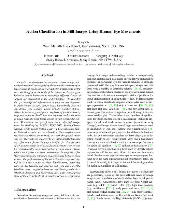 (PDF) Action classification in still images using human eye movements