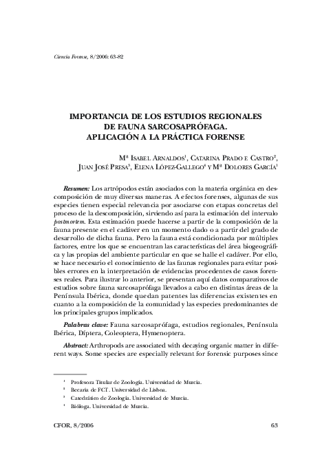 (PDF) Importancia de los estudios regionales de fauna sarcosapr??faga. Aplicaci??n a la pr ...