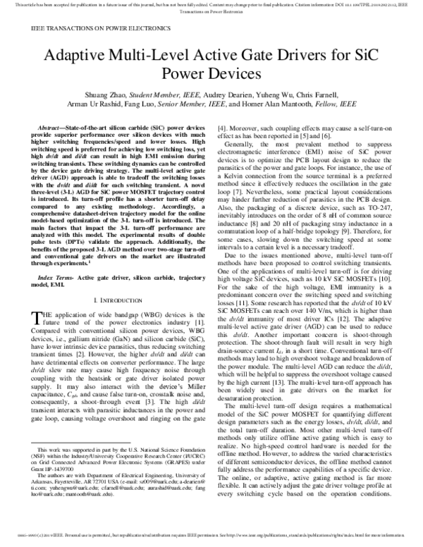 (PDF) Adaptive Multi-Level Active Gate Drivers for SiC Power Devices