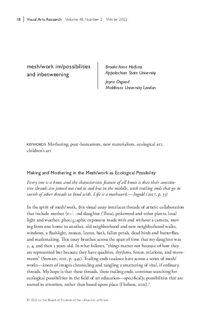 (PDF) Mesh/work, im/possibilities & in-betweening