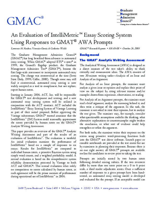 (PDF) An evaluation of intellimetric essay scoring system
