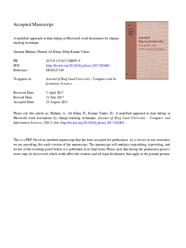 (PDF) A modified approach to data hiding in Microsoft Word documents by ...