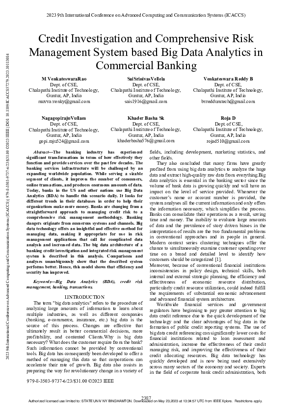 (PDF) Credit Investigation and Comprehensive Risk Management System ...