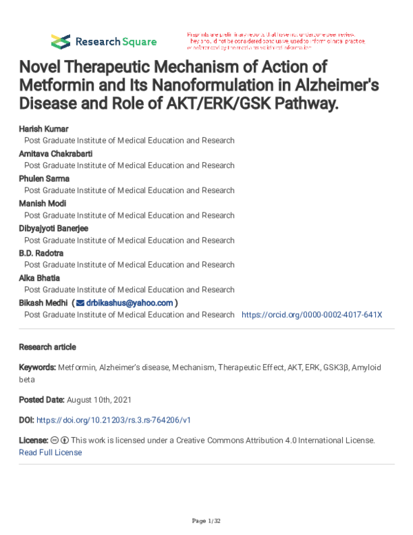 (PDF) Novel therapeutic mechanism of action of metformin and its ...