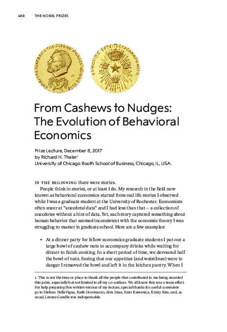 (PDF) From Cashews to Nudges: The Evolution of Behavioral Economics ...