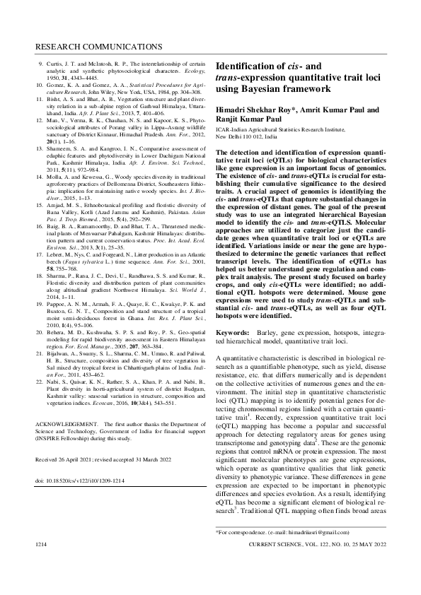 Pdf Identification Of Cis And Trans Expression Quantitative Trait
