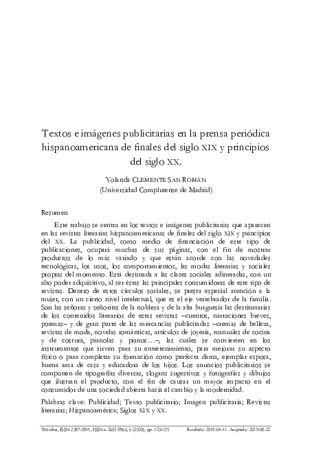 (PDF) Textos e imágenes publicitarias en la prensa periódica hispanoamericana de finales del ...