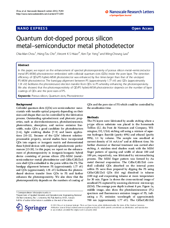 (PDF) Quantum dot-doped porous silicon metal–semiconductor metal ...