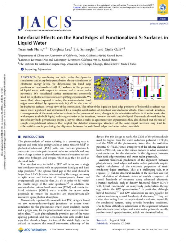 (PDF) Interfacial effects on the band edges of functionalized si ...