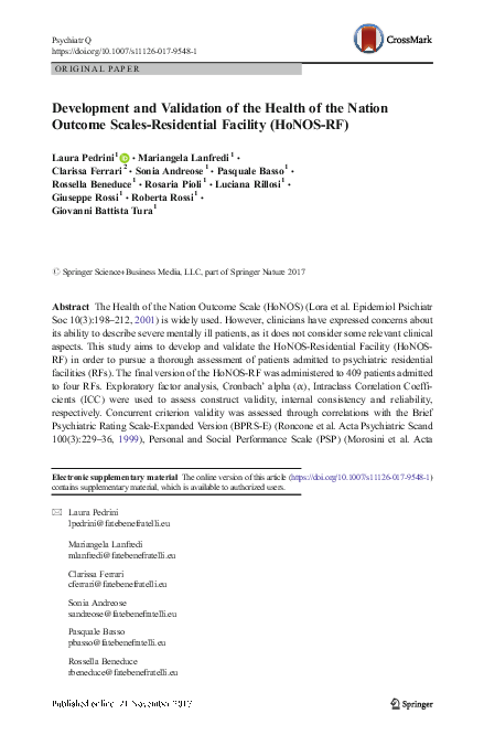 (PDF) Development and Validation of the Health of the Nation Outcome ...