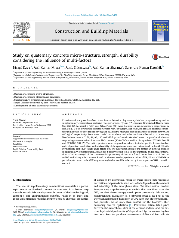 (PDF) Study on quaternary concrete micro-structure, strength ...
