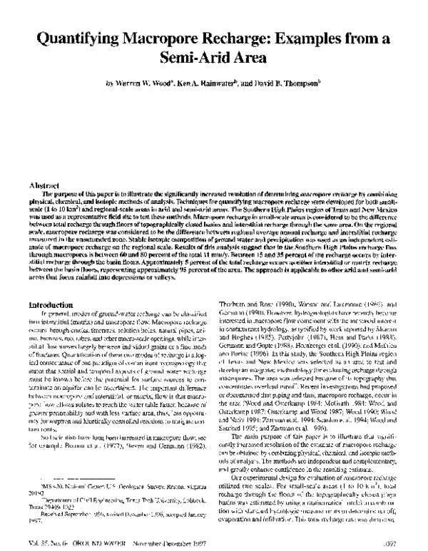 (PDF) Quantifying Macropore Recharge: Examples from a Semi-Arid Area ...