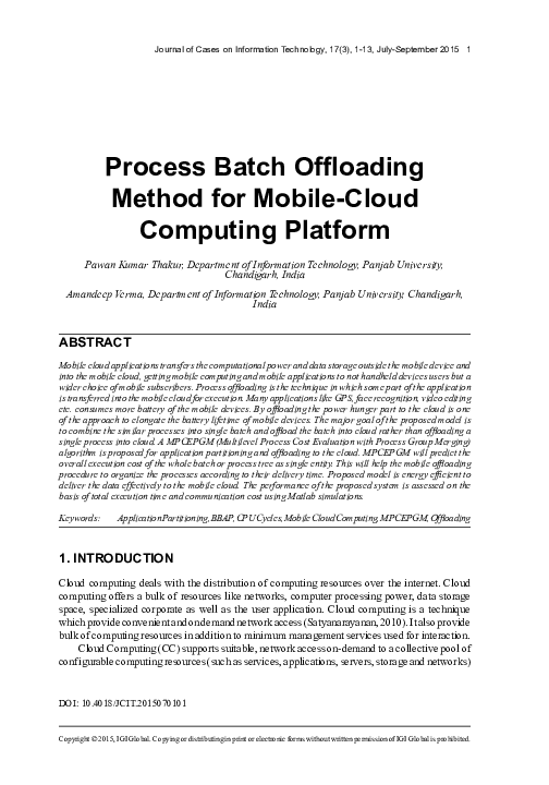 (PDF) Process Batch Offloading Method for Mobile-Cloud Computing Platform