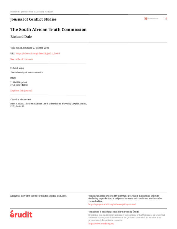 (PDF) The South African Truth Commission