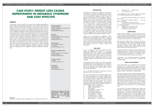 (PDF) Case Study: Weight Loss Causes Improvement in Metabolic Syndrome ...