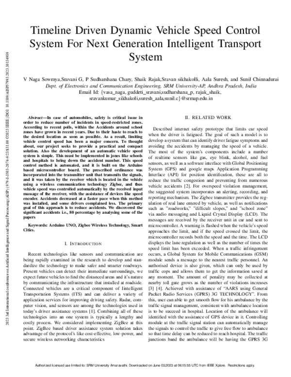 (PDF) Timeline Driven Dynamic Vehicle Speed Control System For Next ...