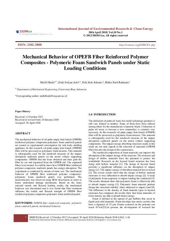(PDF) Mechanical Behavior of OPEFB Fiber Reinforced Polymer Composites ...