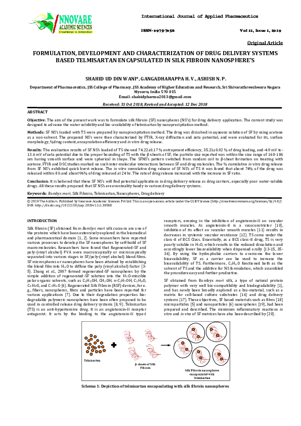 (PDF) FORMULATION, DEVELOPMENT AND CHARACTERIZATION OF DRUG DELIVERY SYSTEMS BASED TELMISARTAN ...