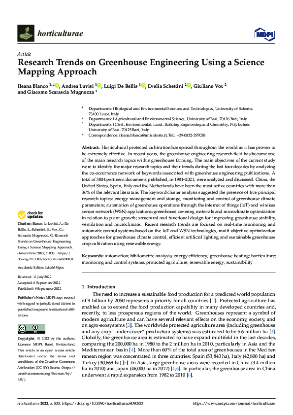 (PDF) Research Trends on Greenhouse Engineering Using a Science Mapping ...