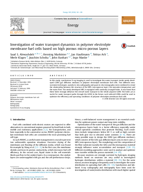 (PDF) Investigation of water transport dynamics in polymer electrolyte membrane fuel cells based ...