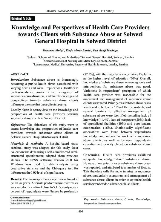 (PDF) Knowledge and perspectives of health care providers towards ...