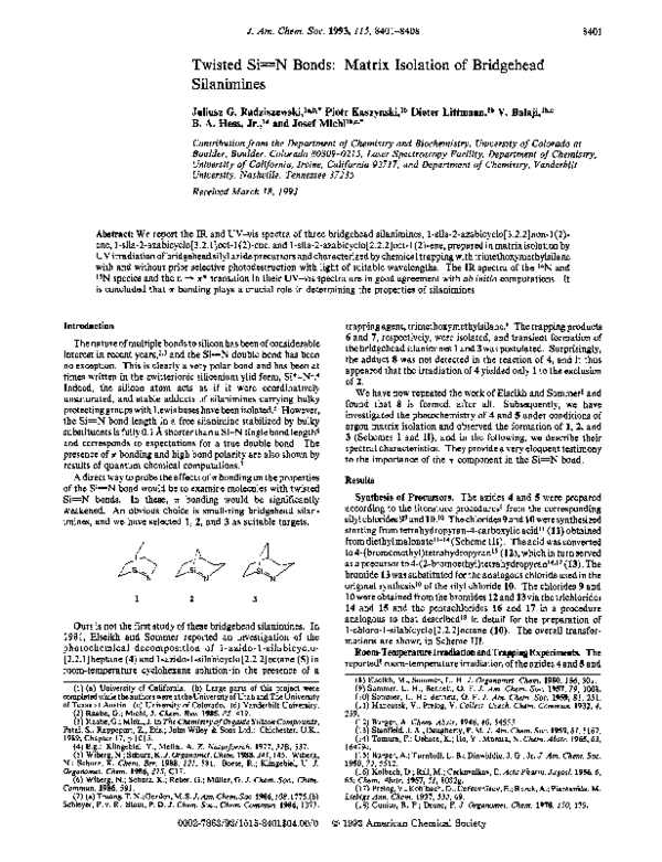 (PDF) Twisted Si:N silicon-nitrogen double bonds: matrix isolation of ...