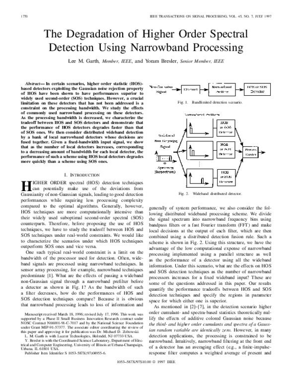 (PDF) The degradation of higher order spectral detection using narrowband processing | Yoram ...