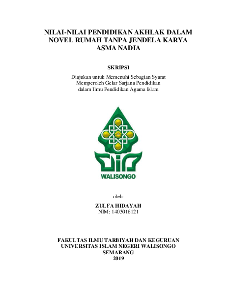 (PDF) Nilai-nilai pendidikan akhlak dalam novel Rumah Tanpa Jendela karya Asma Nadia | Zulfa ...