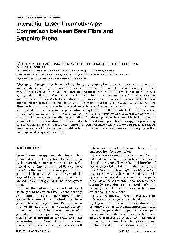 (PDF) Interstitial laser thermotherapy: Comparison between bare fibre and sapphire probe