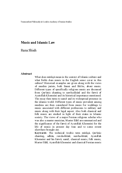 (PDF) Music and Islamic Law