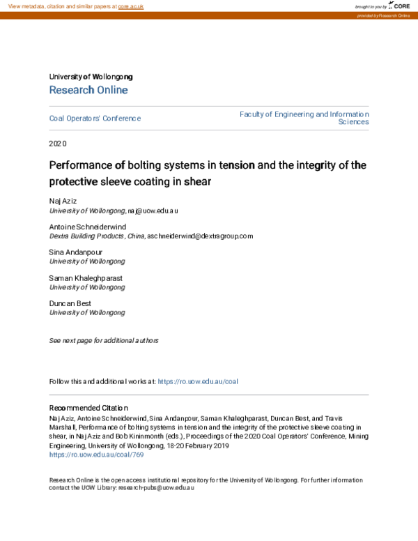 (PDF) Performance of bolting systems in tension and the integrity of ...