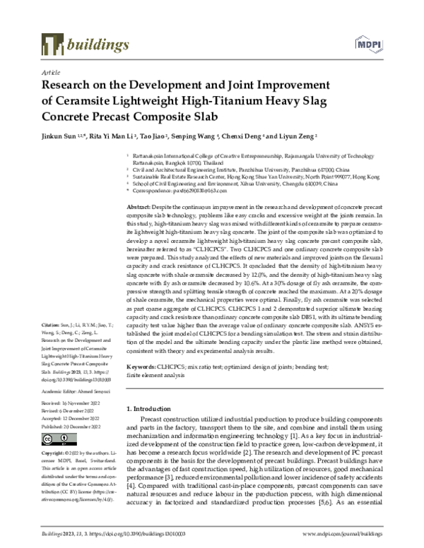 (PDF) Research on the Development and Joint Improvement of Ceramsite Lightweight High-Titanium ...
