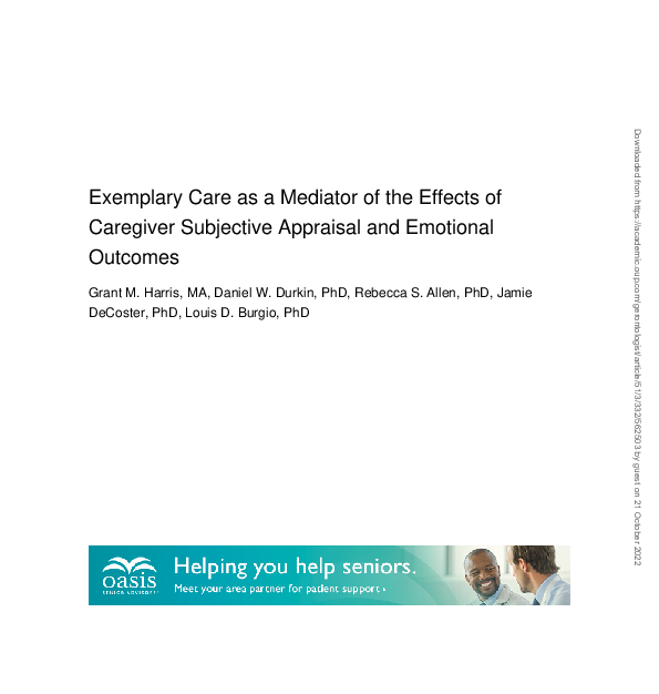 (PDF) Exemplary Care as a Mediator of the Effects of Caregiver ...