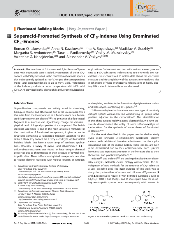 (PDF) Superacid-Promoted Synthesis of CF3-Indenes Using Brominated CF3 ...