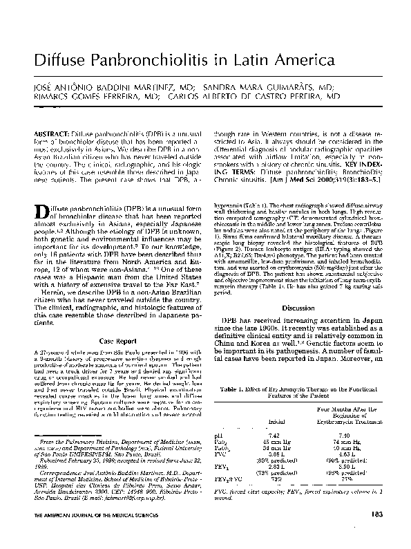 (PDF) Diffuse Panbronchiolitis in Latin America