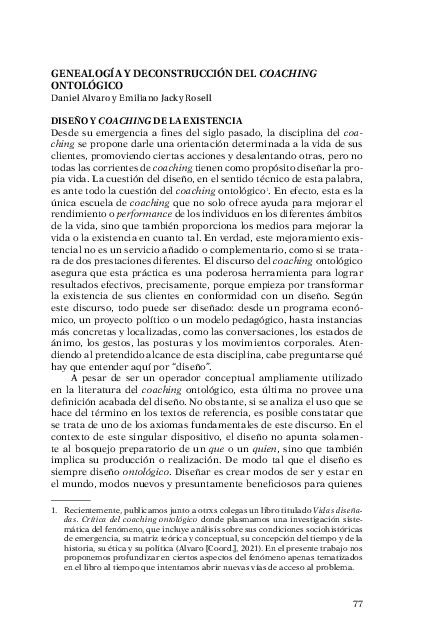 (PDF) Genealogía y deconstrucción del coaching ontológico