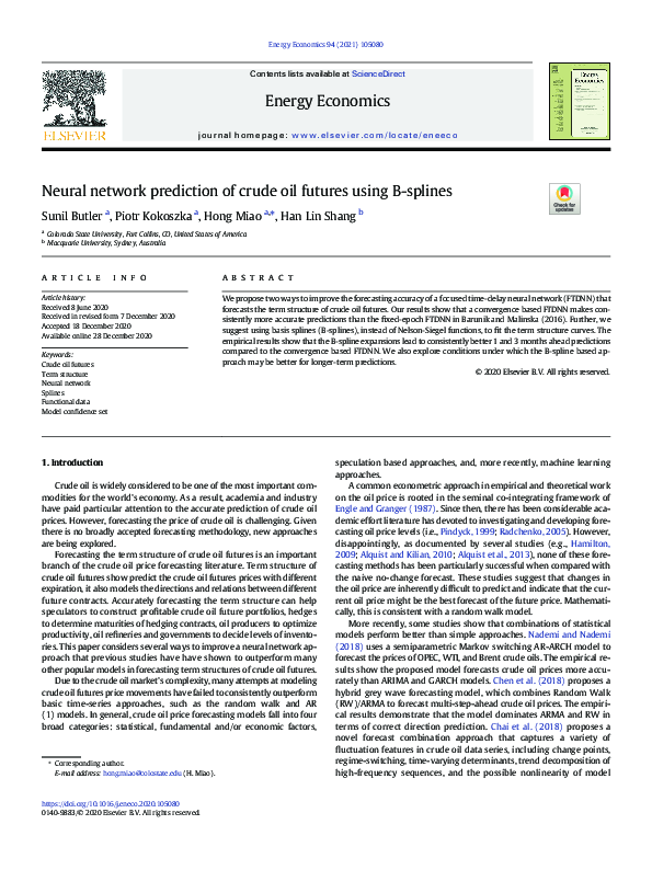 Pdf Neural Network Prediction Of Crude Oil Futures Using B Splines