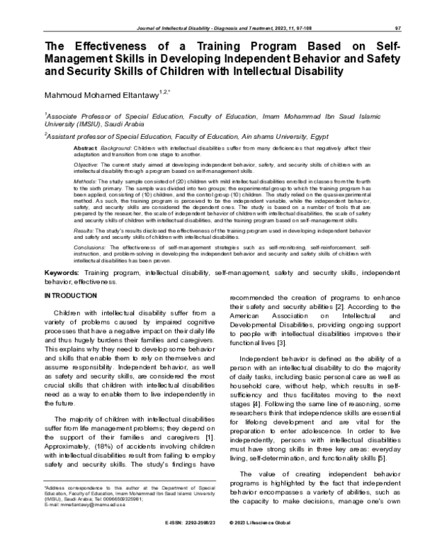 (PDF) The Effectiveness of a Training Program Based on Self-Management ...