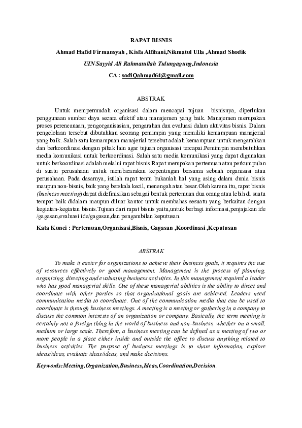 Pdf Rapat Bisnis