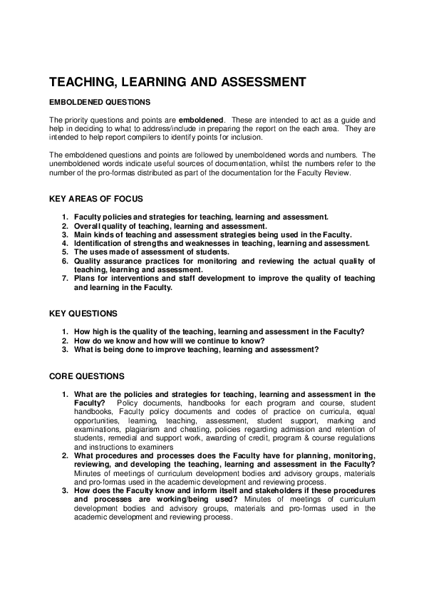 (PDF) Teaching, learning and assessment