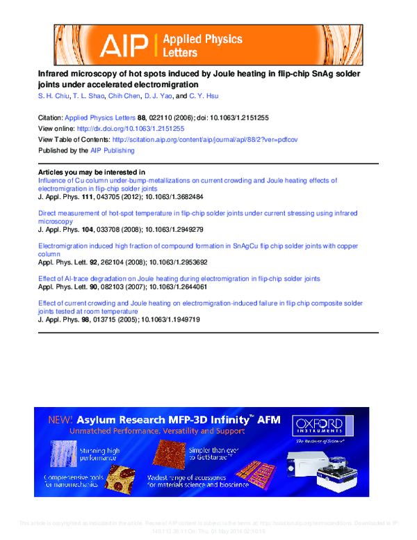 (PDF) Infrared microscopy of hot spots induced by Joule heating in flip ...