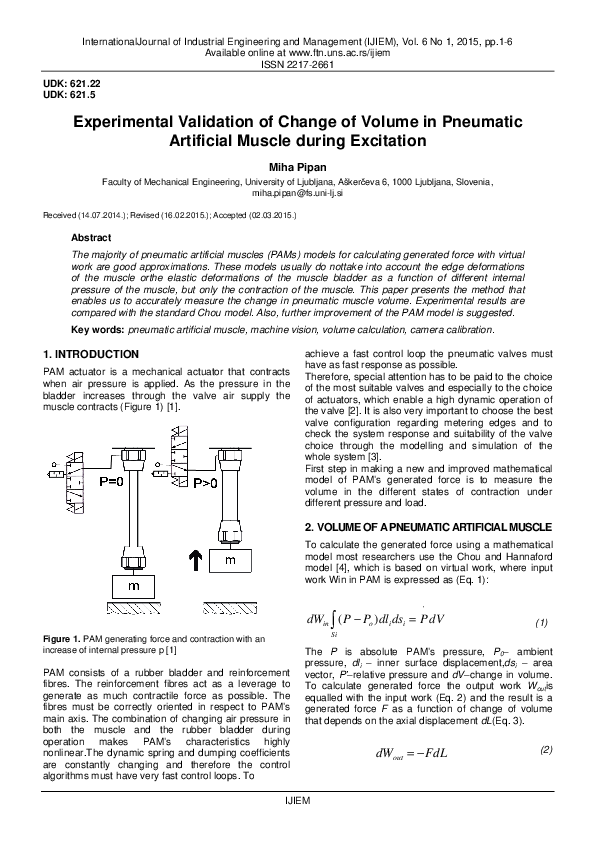 (PDF) Volume Change Measurement in Pneumatic Muscles