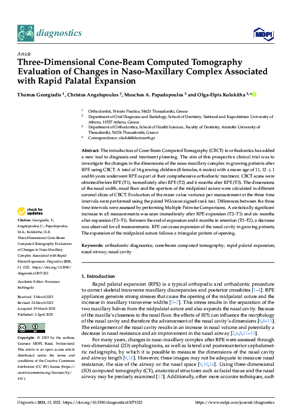 (PDF) Three-Dimensional Cone-Beam Computed Tomography Evaluation of Changes in Naso-Maxillary ...