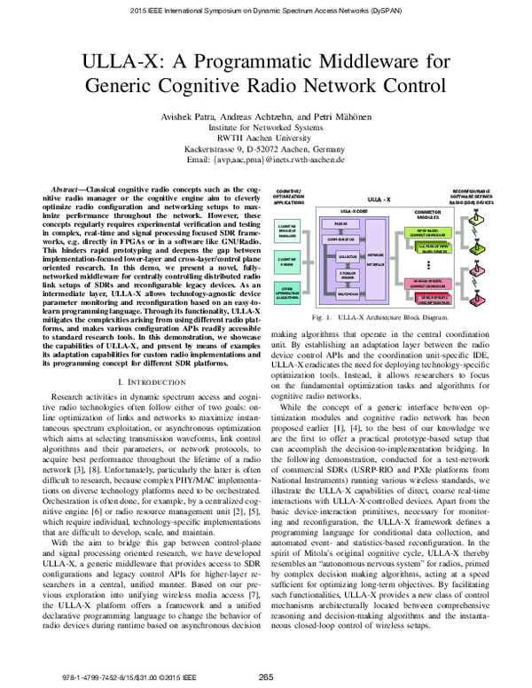 (PDF) ULLA-X: A programmatic middleware for generic cognitive radio network control | Avishek ...