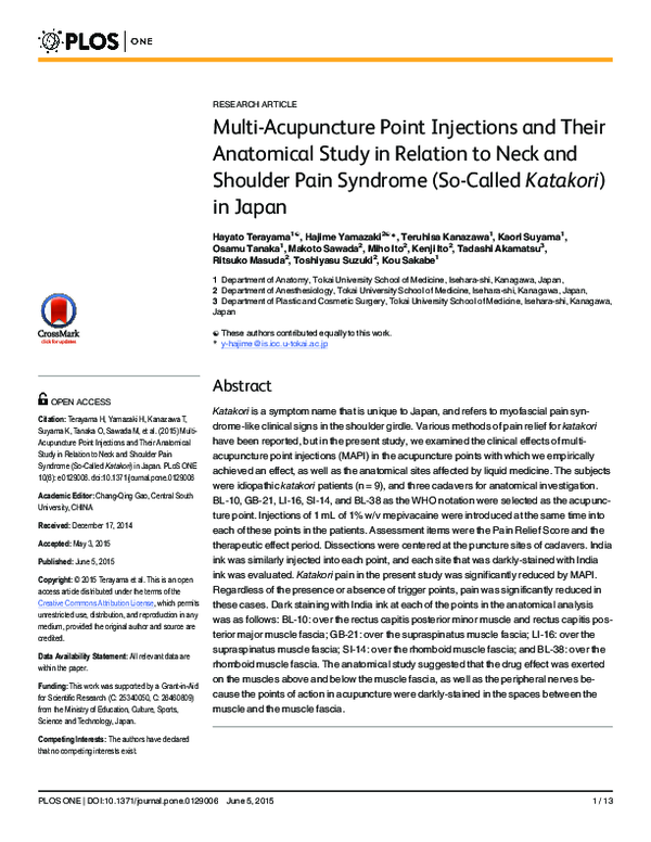 (PDF) Multi-Acupuncture Point Injections and Their Anatomical Study in ...