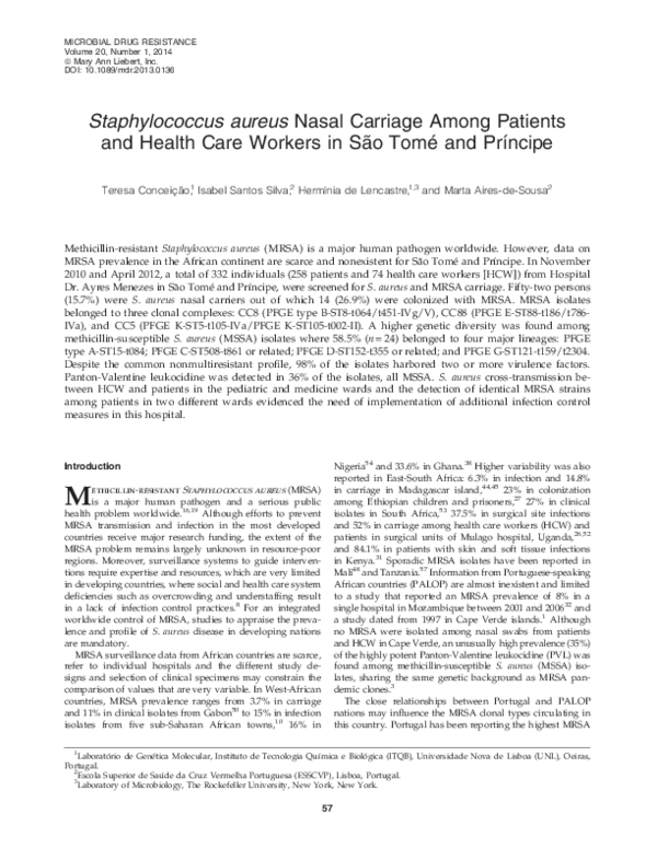 (PDF) Staphylococcus aureusNasal Carriage Among Patients and Health ...