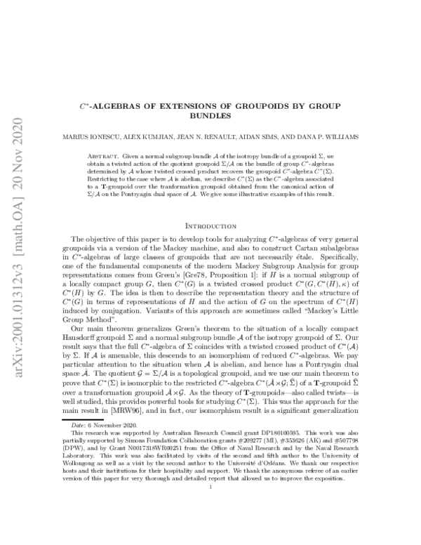 (PDF) C⁎-algebras of extensions of groupoids by group bundles
