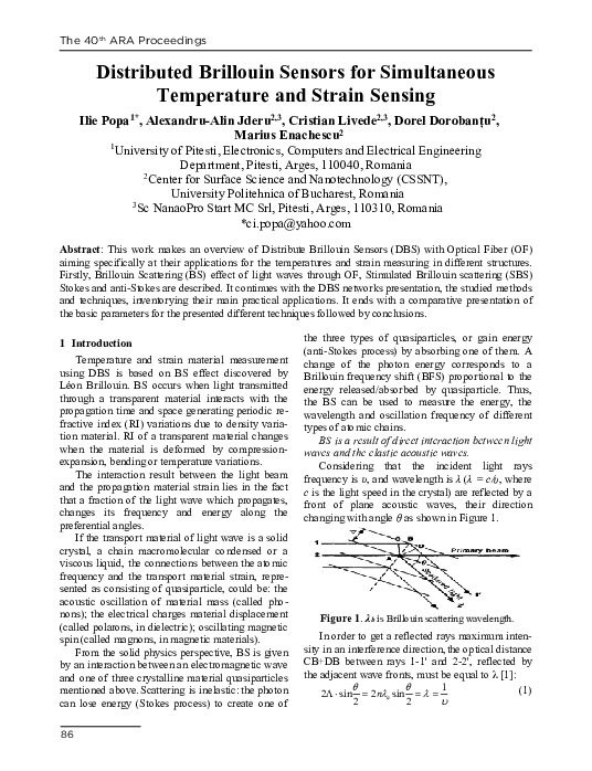 (PDF) Distributed Brillouin Sensors for Simultaneous Temperature and ...