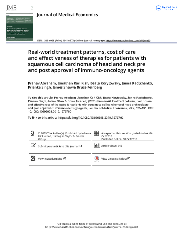 (PDF) Real-world treatment patterns, cost of care and effectiveness of therapies for patients ...
