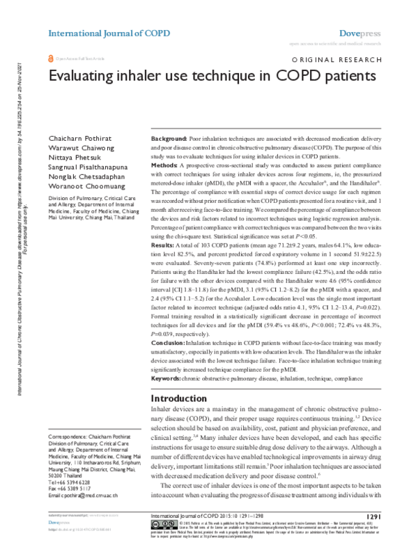 (PDF) Evaluating inhaler use technique in COPD patients